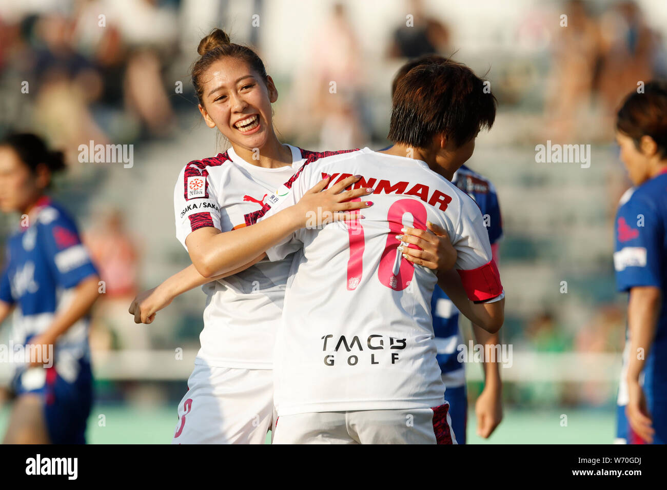 Tokyo, Japan. 3rd Aug, 2019. (L to R) Reina Wakisaka, Honoka Hayashi (Cerezo Ladies) Football ...