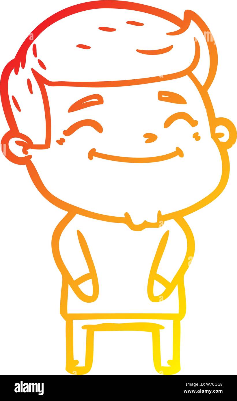 warm gradient line drawing of a happy cartoon man Stock Vector Image ...