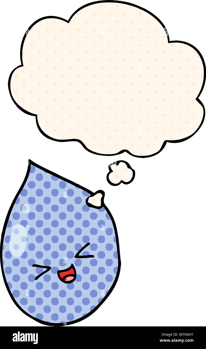 cartoon raindrop with thought bubble in comic book style Stock Vector ...