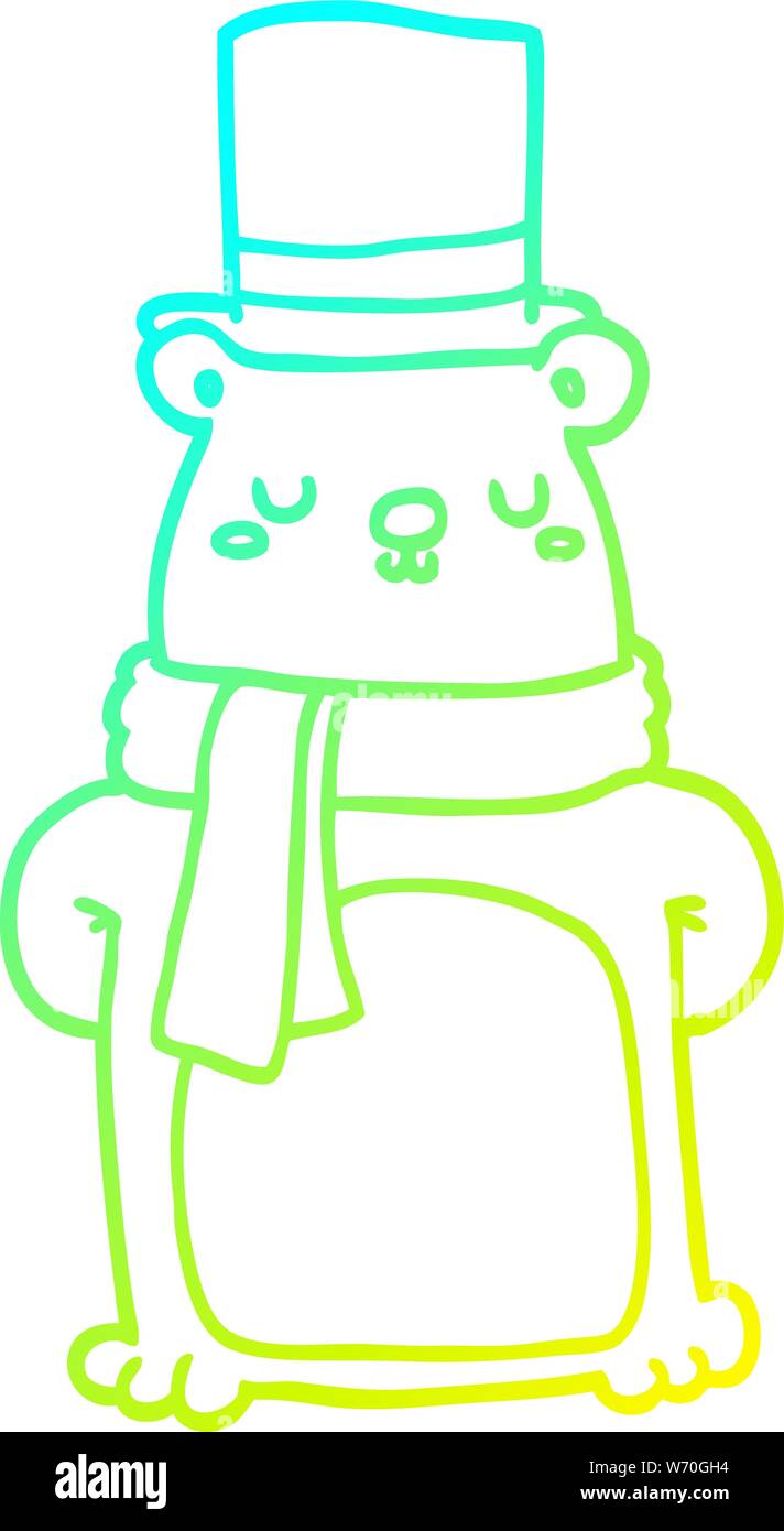 cold gradient line drawing of a cartoon bear Stock Vector Image & Art ...