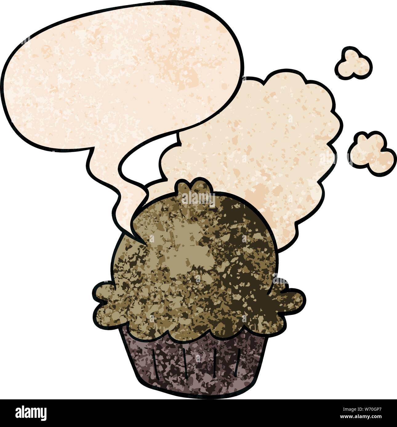 cute cartoon pie with speech bubble in retro texture style Stock Vector ...