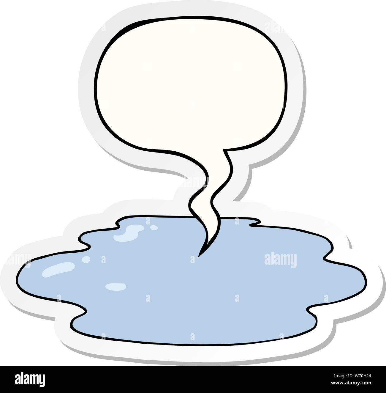 cartoon puddle of water with speech bubble sticker Stock Vector Image ...