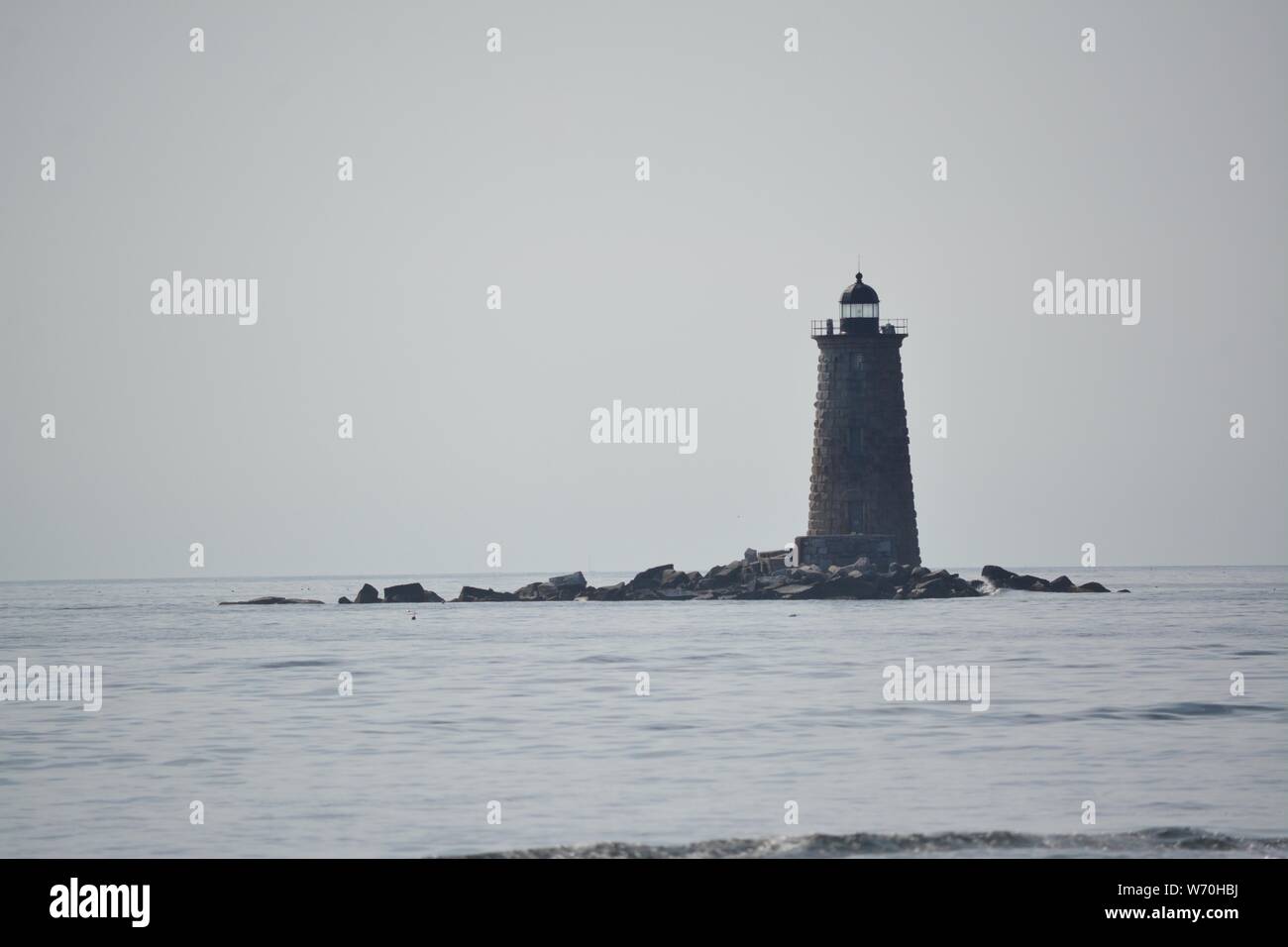 Whaleback Lighthouse in Portsmouth Harbor on the New Hampshire/Maine ...