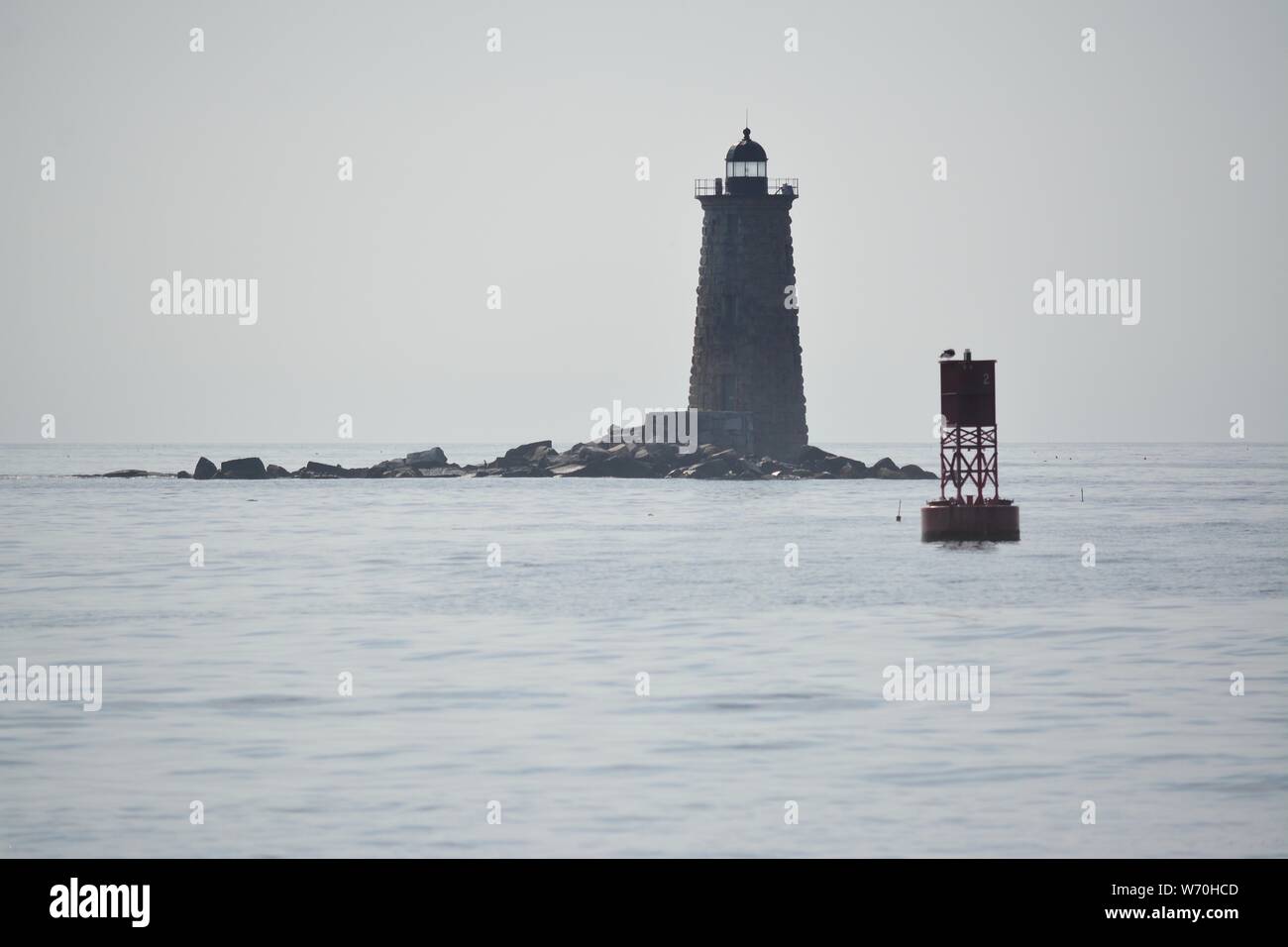 Whaleback Lighthouse in Portsmouth Harbor on the New Hampshire/Maine ...