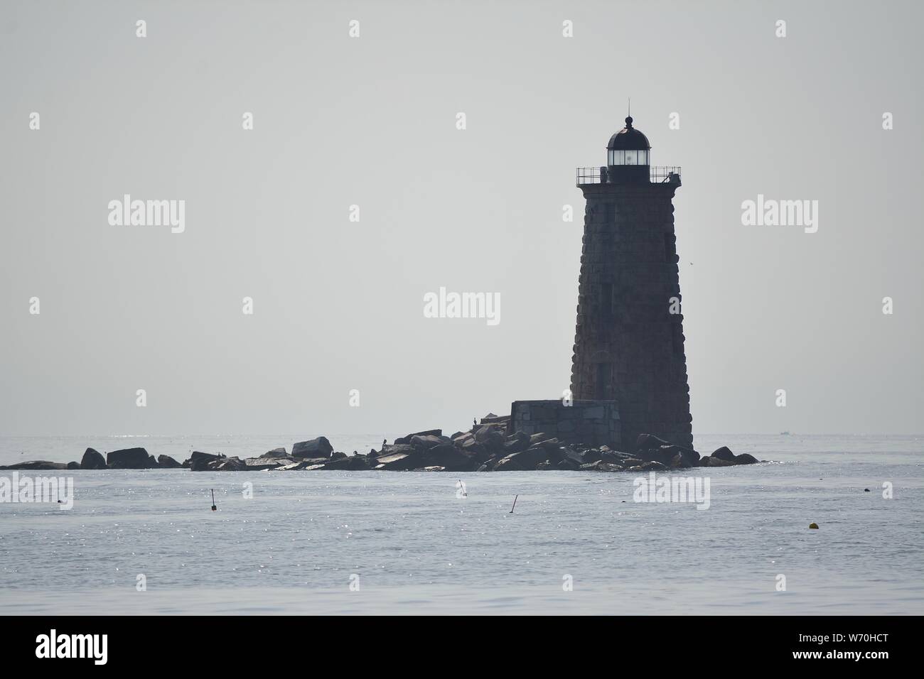 Whaleback Lighthouse in Portsmouth Harbor on the New Hampshire/Maine ...