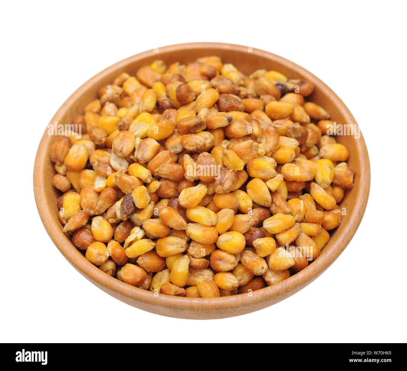 corn nugget in wooden bowl isolated on white background Stock Photo - Alamy