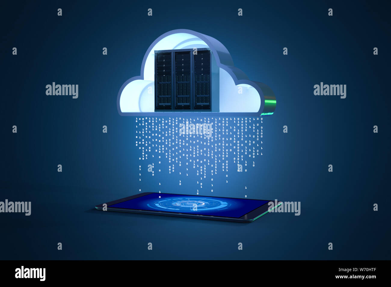 Cloud Computing Technology With 3d Rendering Server With Cloud Stock