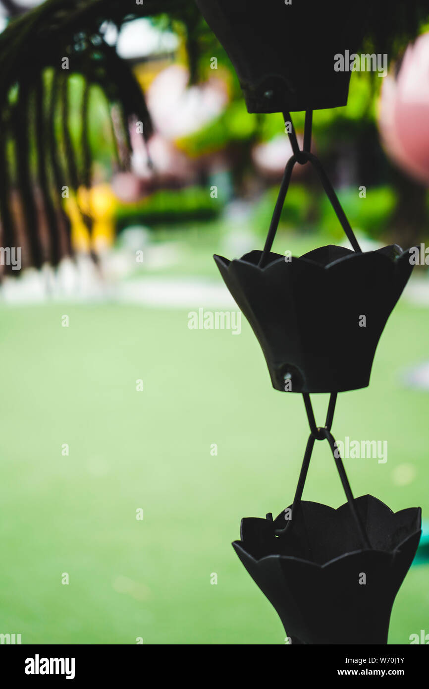 rain chain element architecture roof old temple garden japanese metal ...