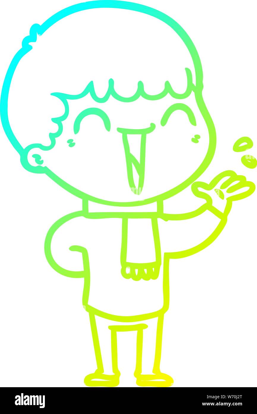 cold gradient line drawing of a cartoon happy man Stock Vector Image ...