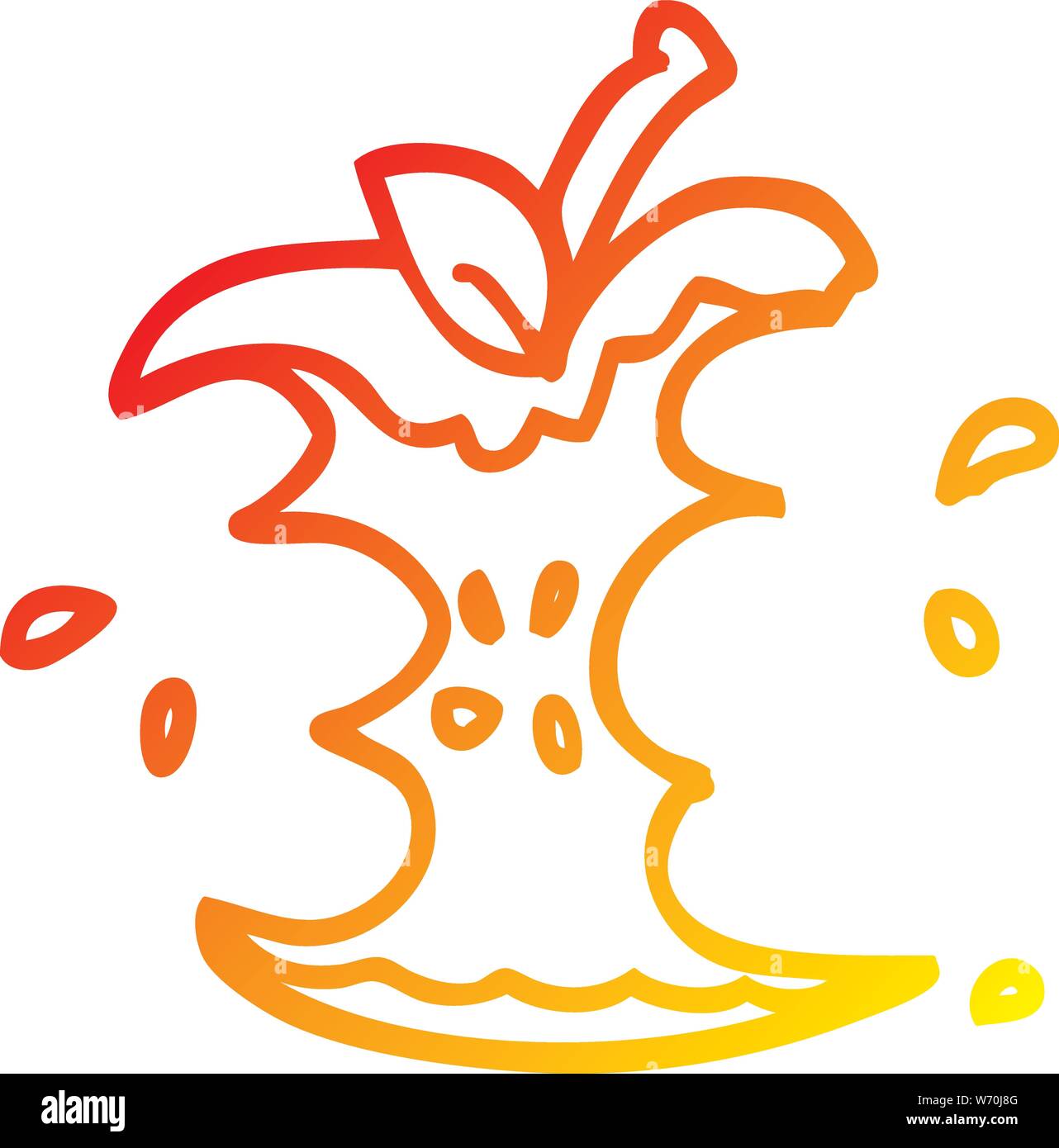 warm gradient line drawing of a cartoon juicy bitten apple Stock Vector ...