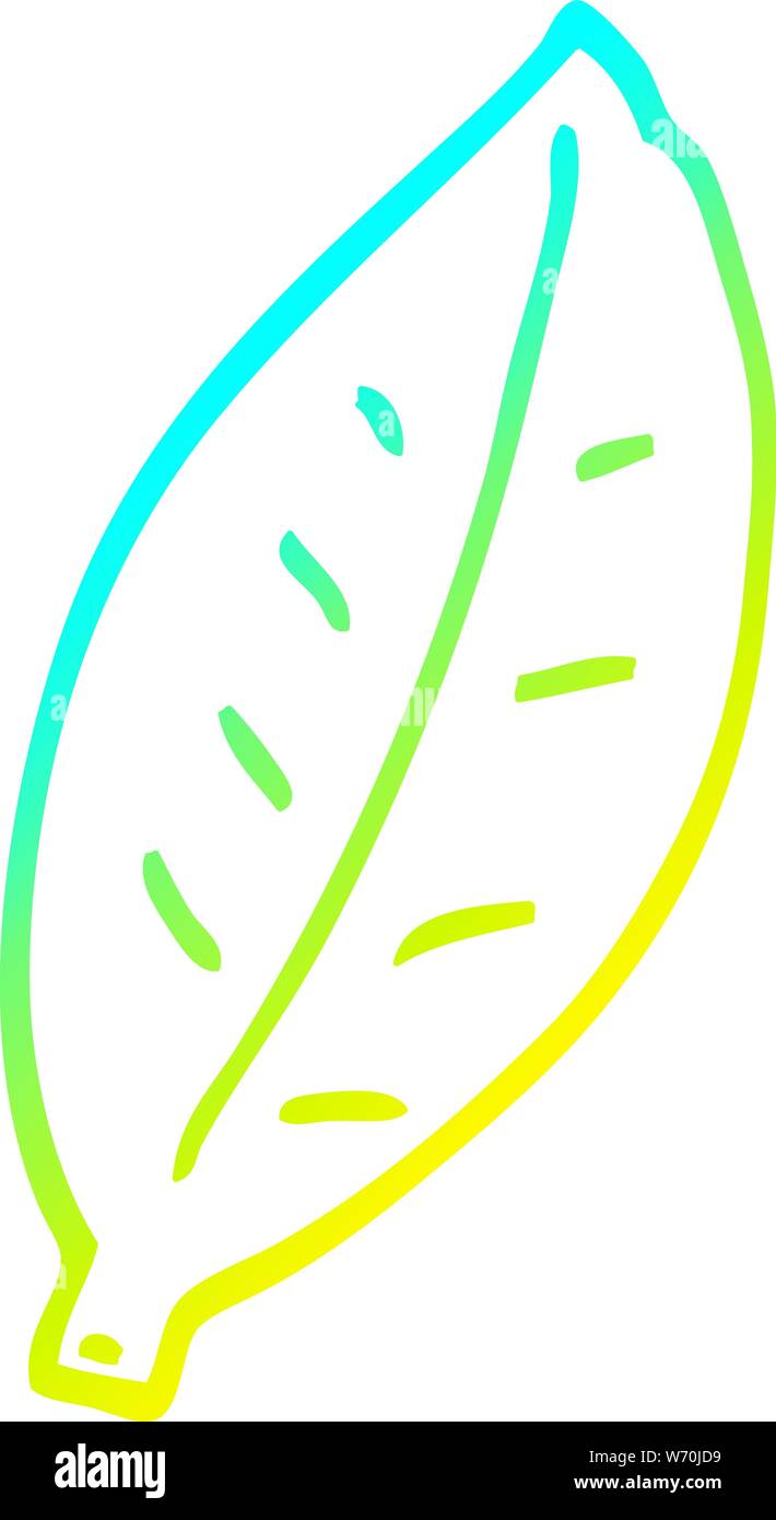 cold gradient line drawing of a cartoon leaf Stock Vector Image & Art ...