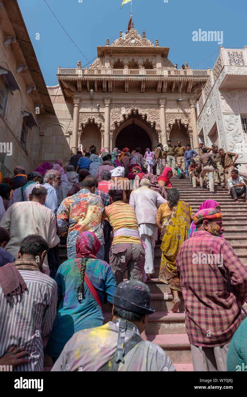 Entrance of Radha Rani Temple at Barsana during Holi Celebrations at ...