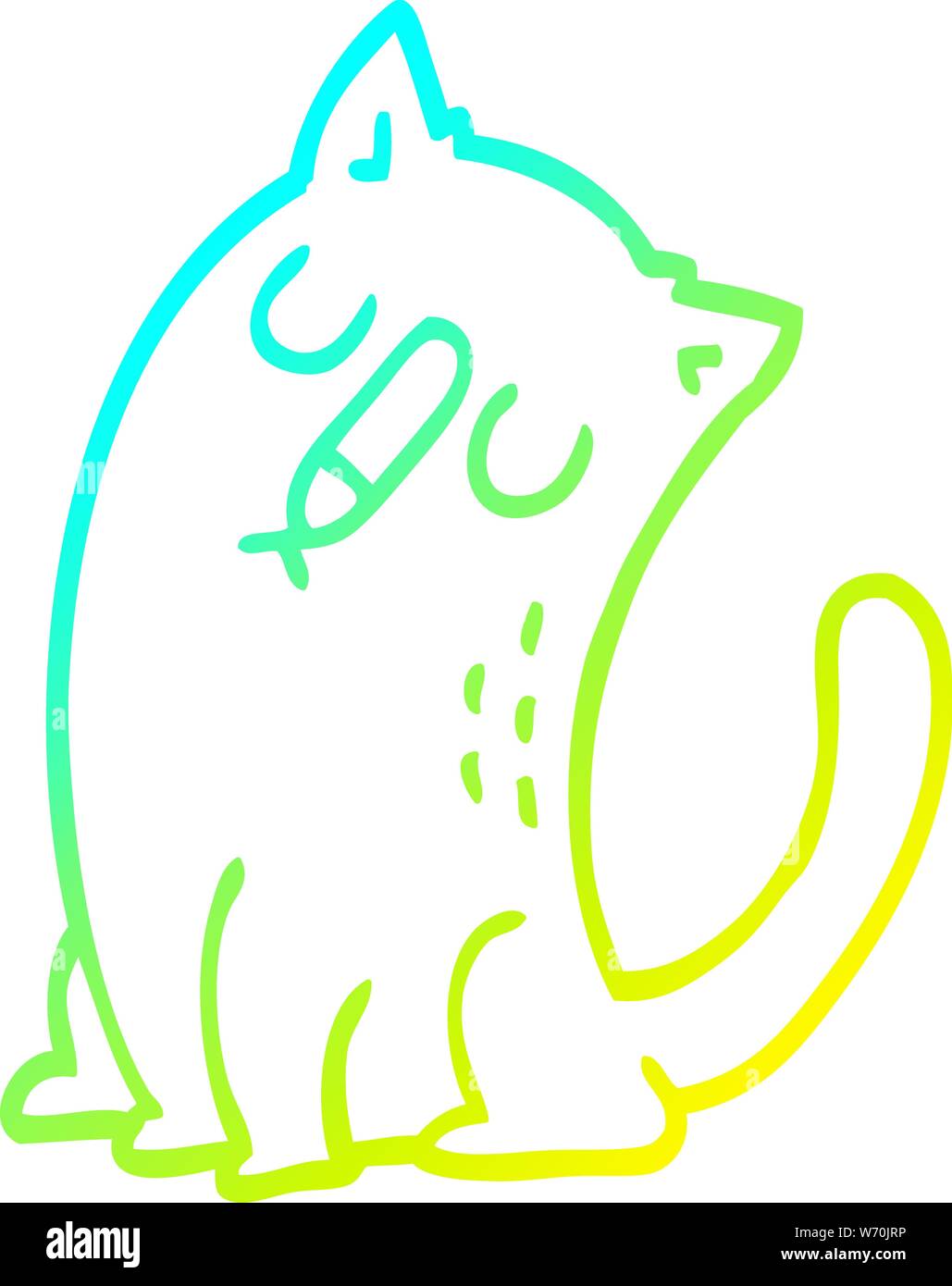 cold gradient line drawing of a cartoon funny cat Stock Vector Image ...