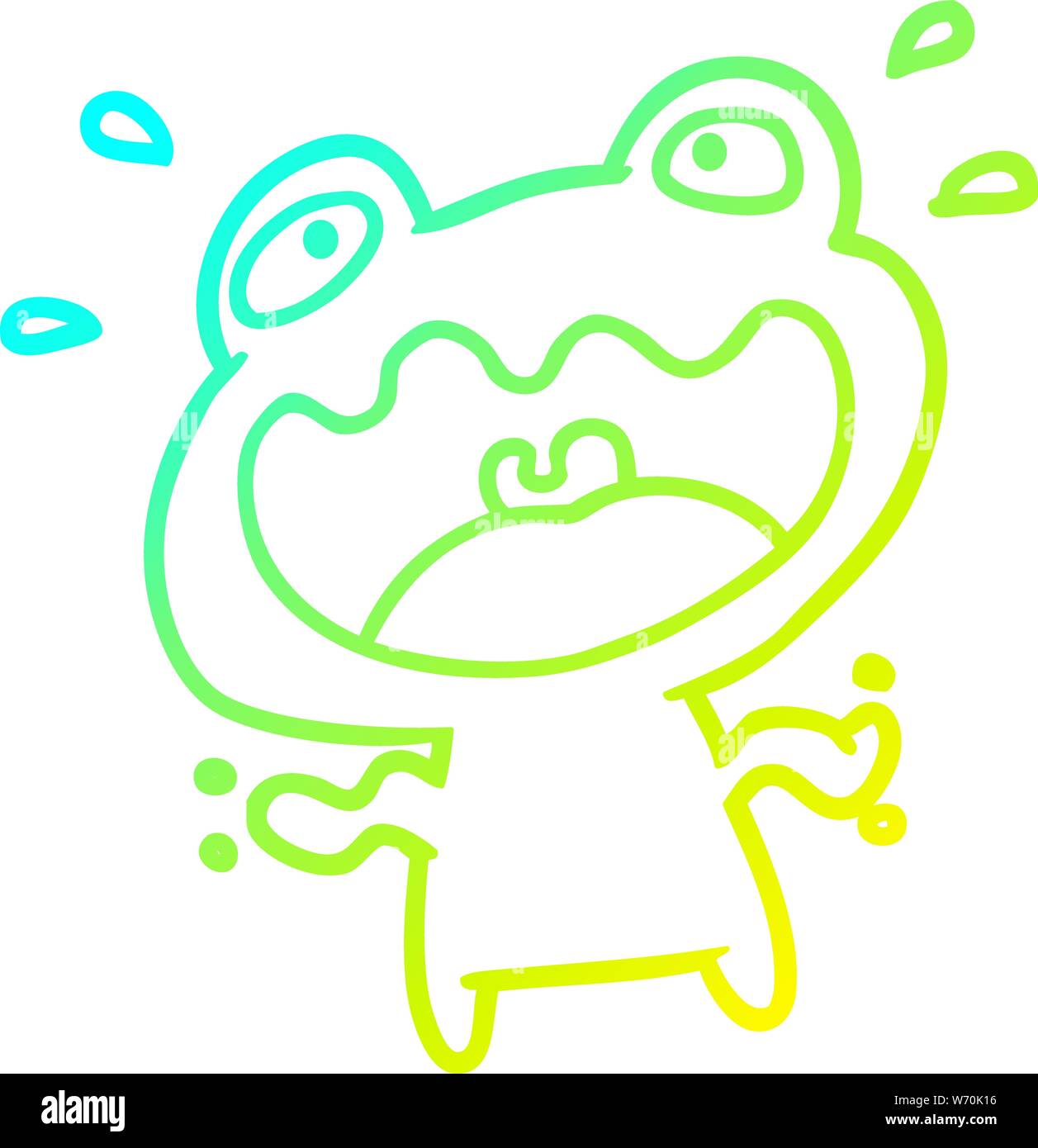 cold gradient line drawing of a cute frog frightened Stock Vector Image ...