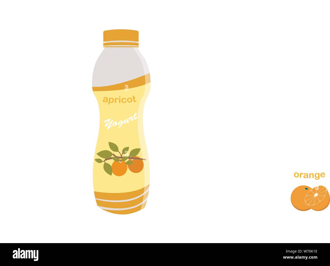 Packing yogurt with a teaspoon. Orange flavored yogurt. Vector ...