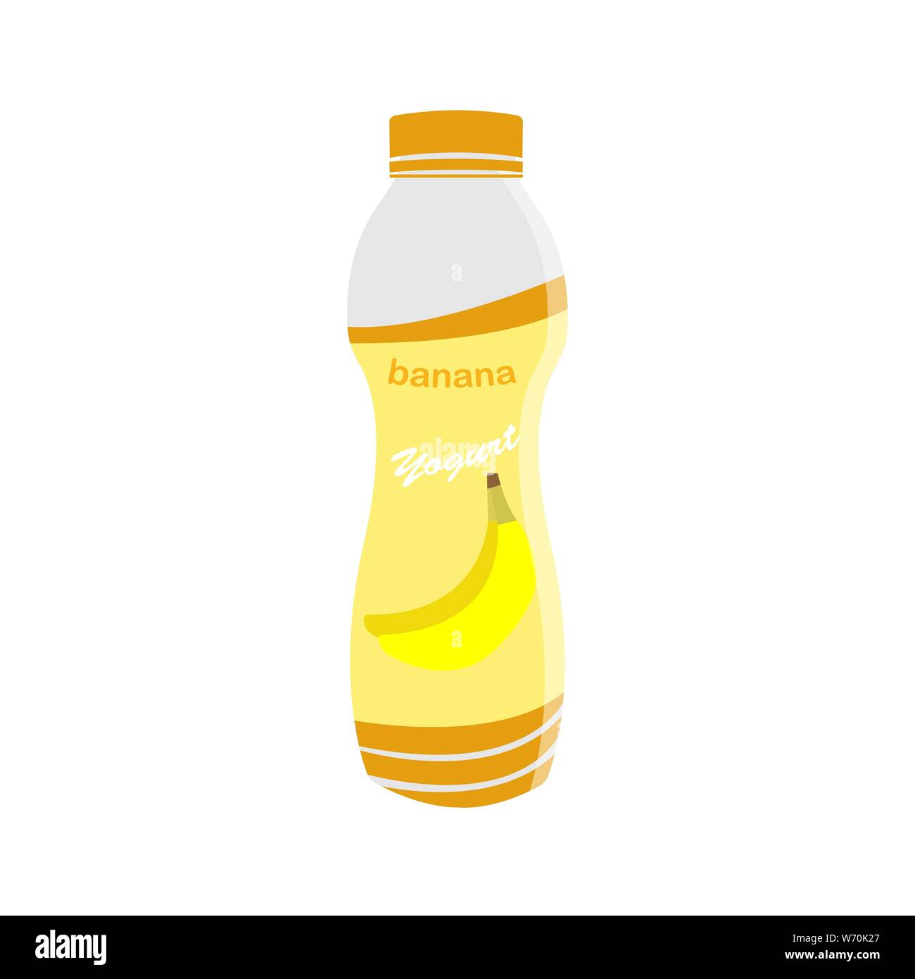 Packing yogurt with a teaspoon. Banana flavor yogurt. Vector ...