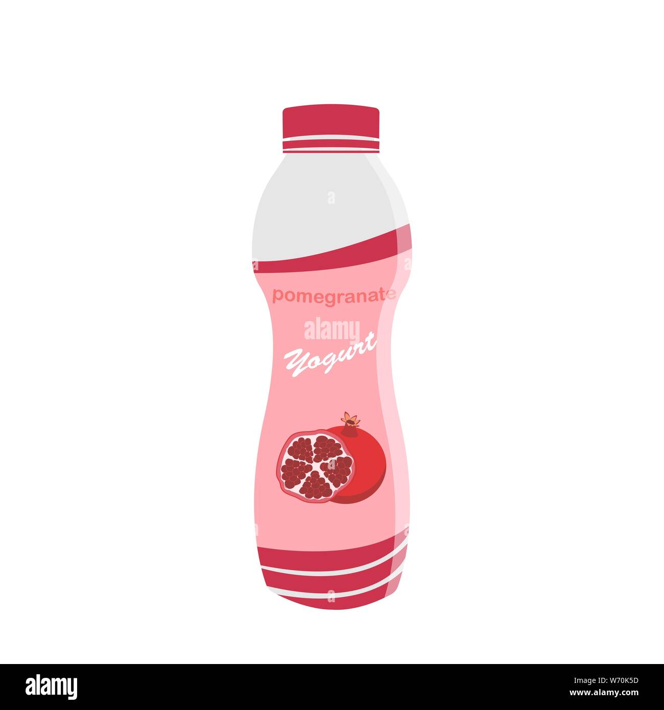 Packing yogurt with a teaspoon. Pomegranate flavor yogurt. Vector ...