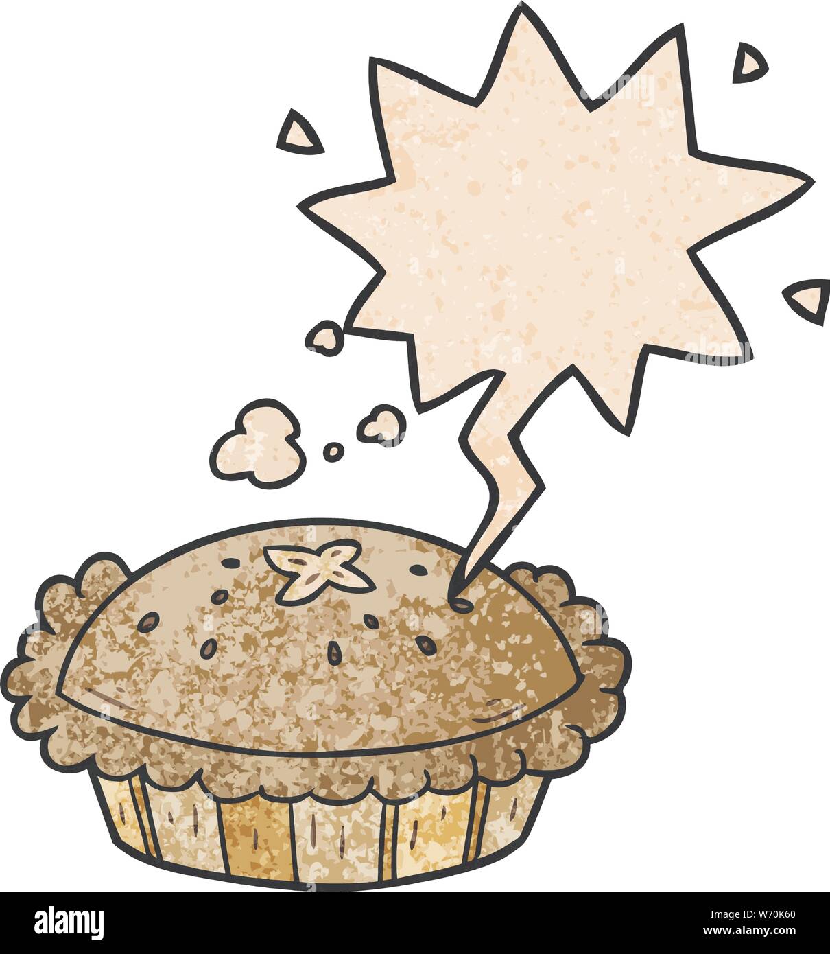 hot cartoon pie fresh out of the oven with speech bubble in retro ...