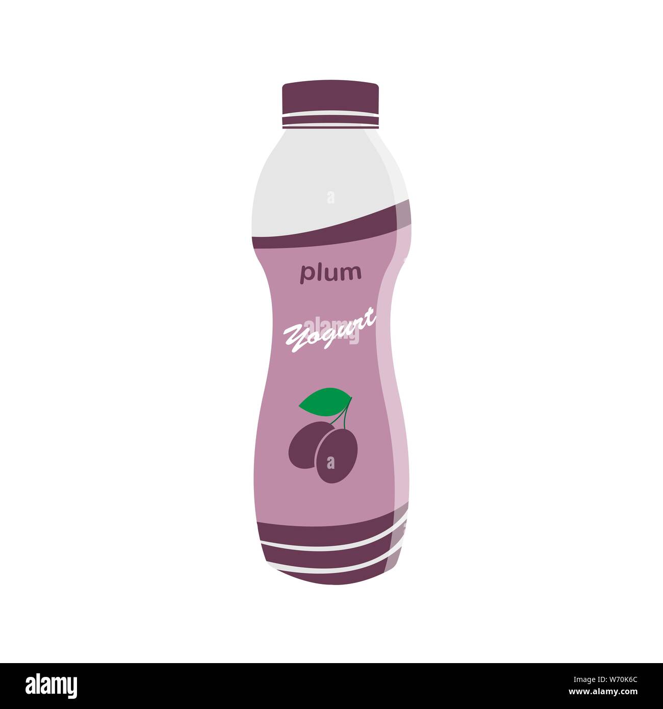 Packing yogurt with a teaspoon. Plum flavored yogurt. Vector ...
