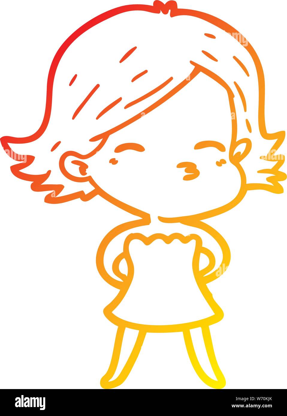 warm gradient line drawing of a cartoon woman Stock Vector Image & Art ...