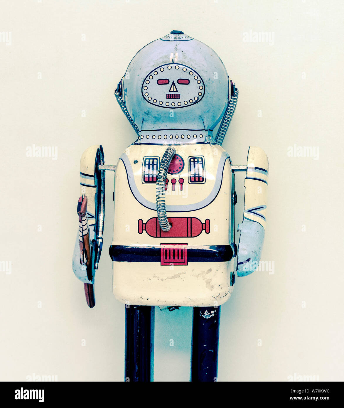 retro robot toy standing toned image Stock Photo - Alamy