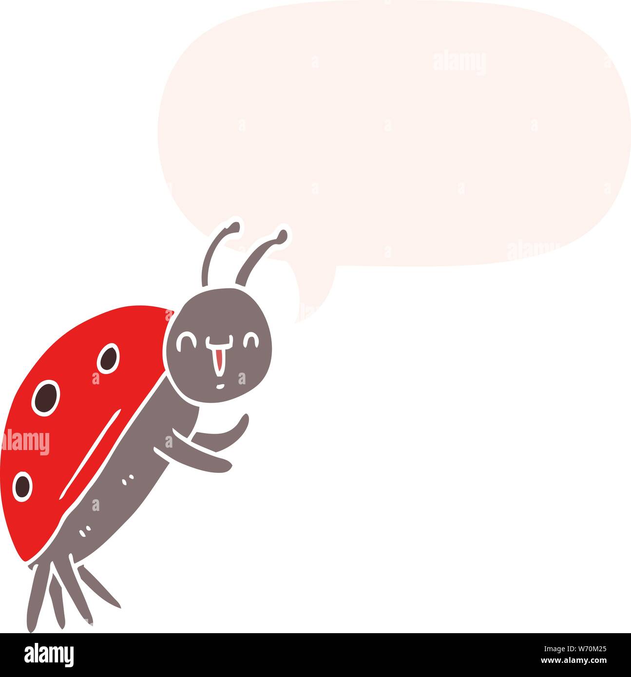 cute cartoon ladybug with speech bubble in retro style Stock Vector ...