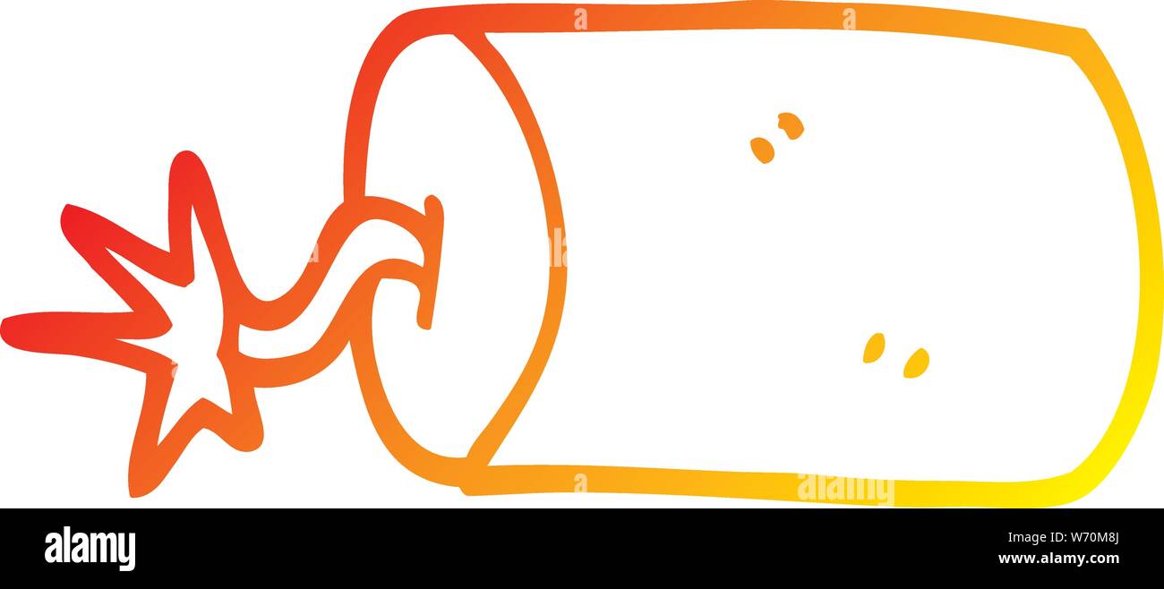 warm gradient line drawing of a cartoon dynamite Stock Vector Image ...
