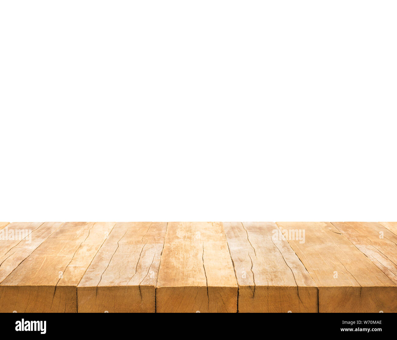 Real wood table top texture on white background.For create product ...