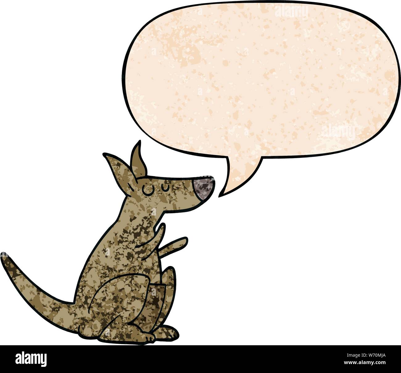cartoon kangaroo with speech bubble in retro texture style Stock Vector ...