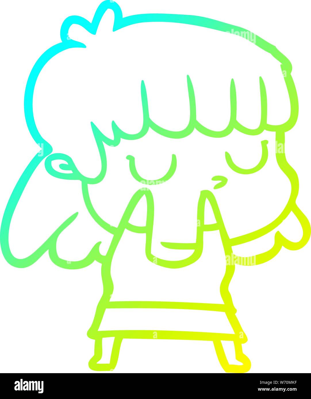 cold gradient line drawing of a cartoon indifferent woman Stock Vector ...