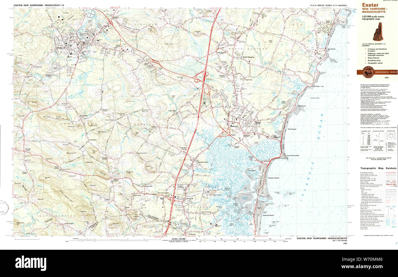 USGS TOPO Map New Hampshire NH Exeter 329889 1985 25000 Restoration ...