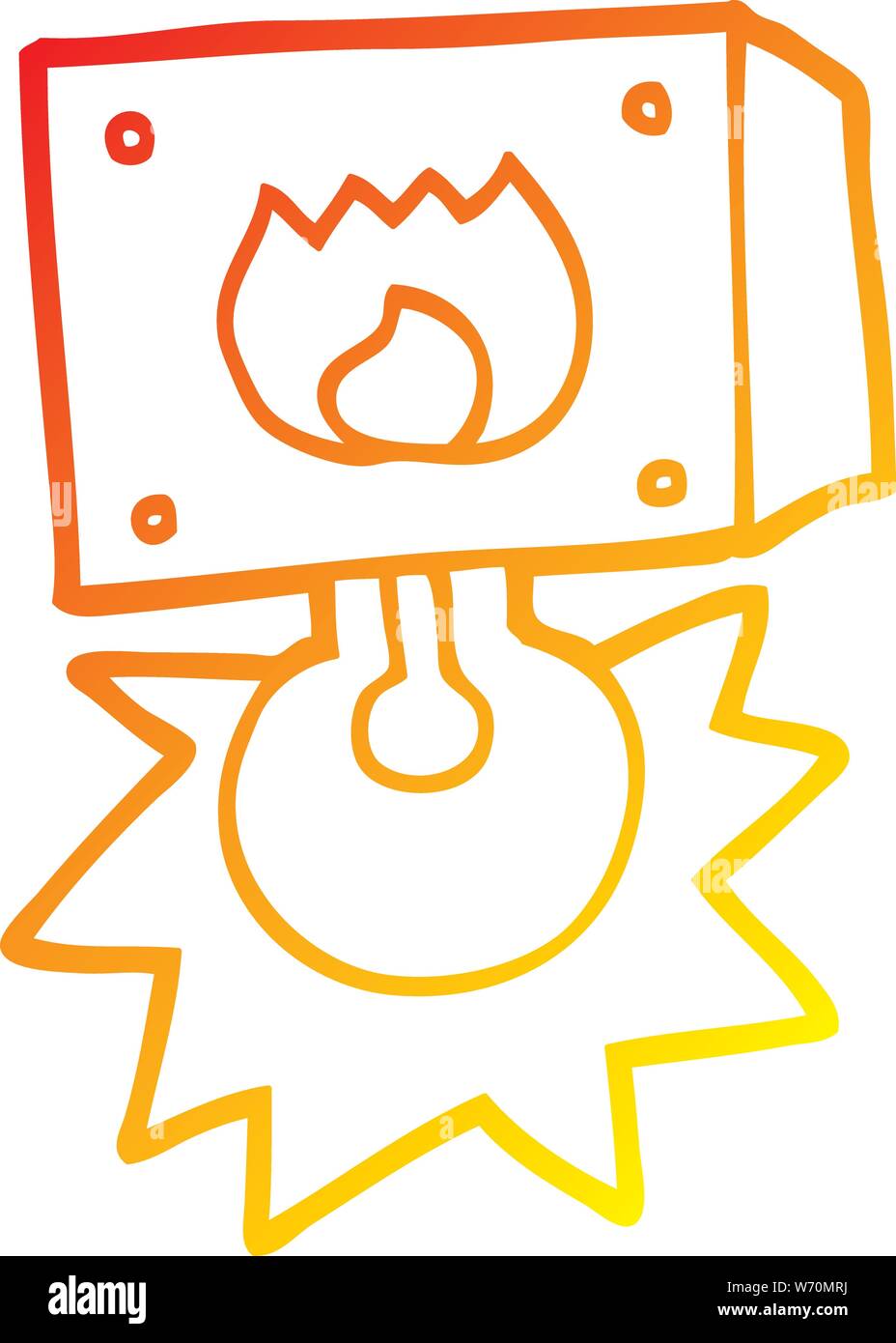 warm gradient line drawing of a cartoon flashing fire warning light ...