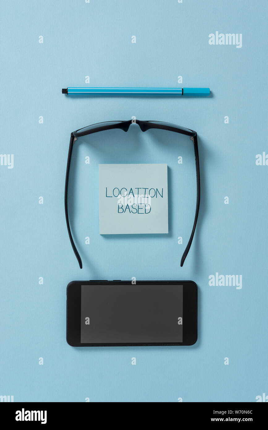 Text sign showing Location Based. Business photo text Mobile marketing ...