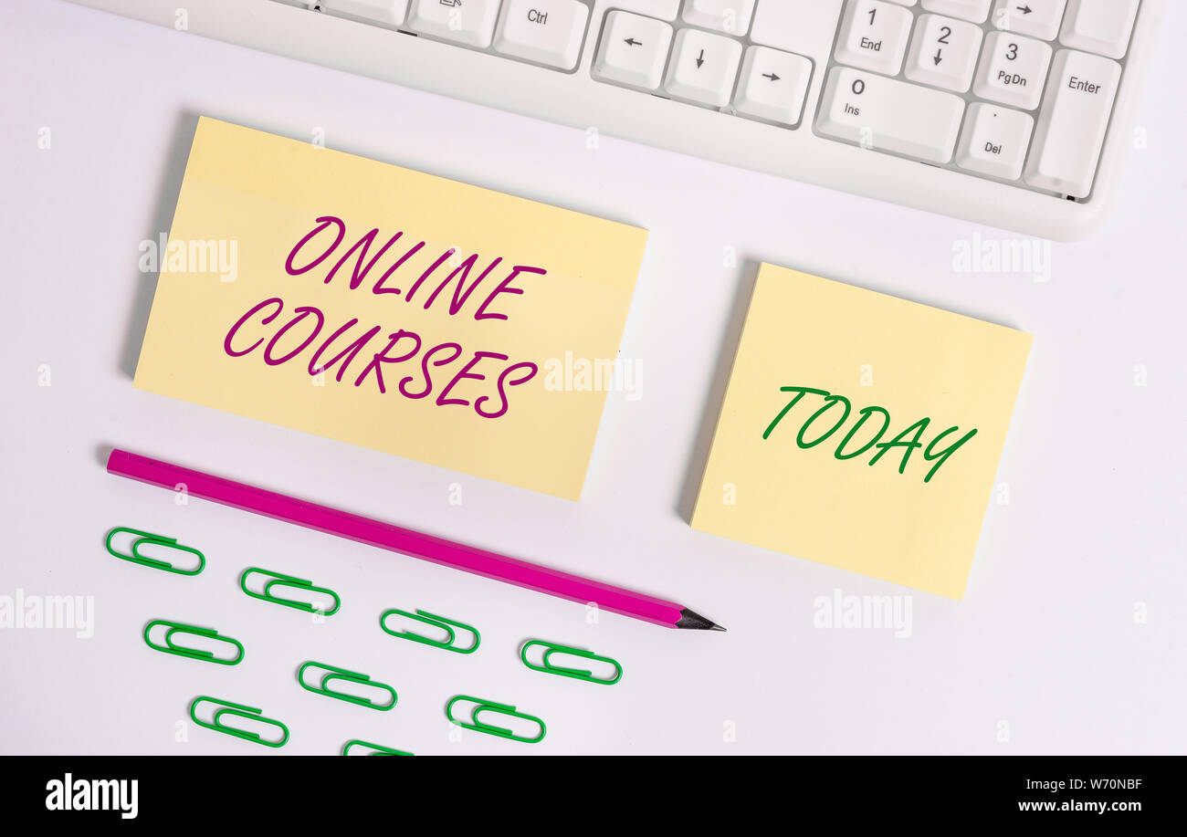 Writing note showing Online Courses. Business concept for ...