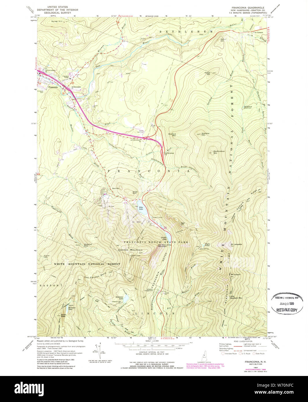 USGS TOPO Map New Hampshire NH Franconia 329561 1967 24000 Restoration ...