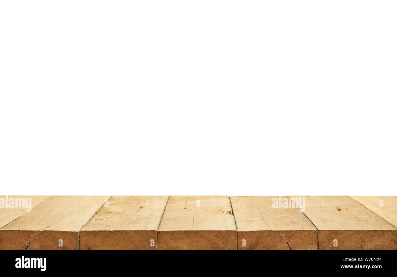 Real wood table top texture on white background.For create product ...