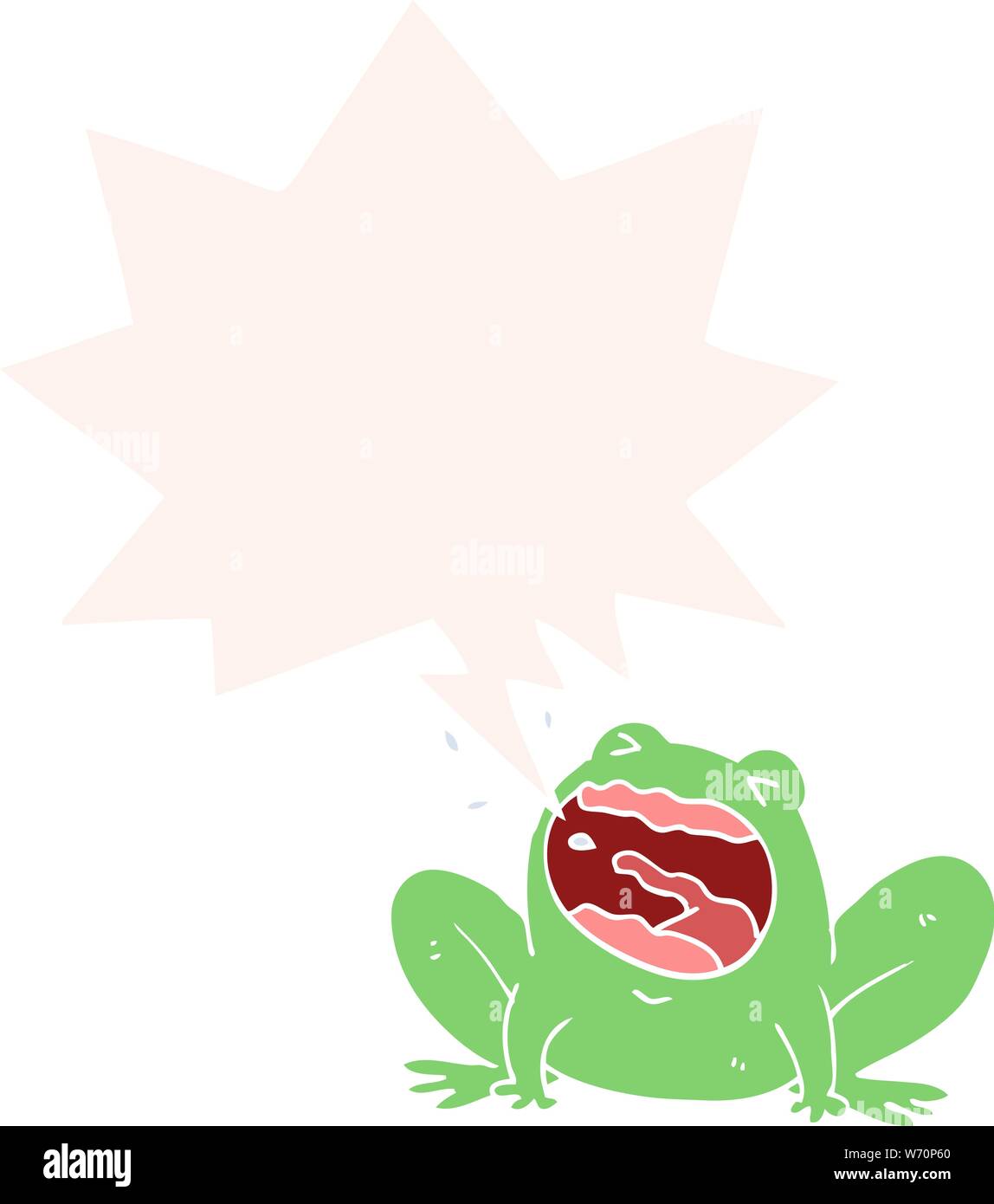 cartoon frog shouting with speech bubble in retro style Stock Vector ...