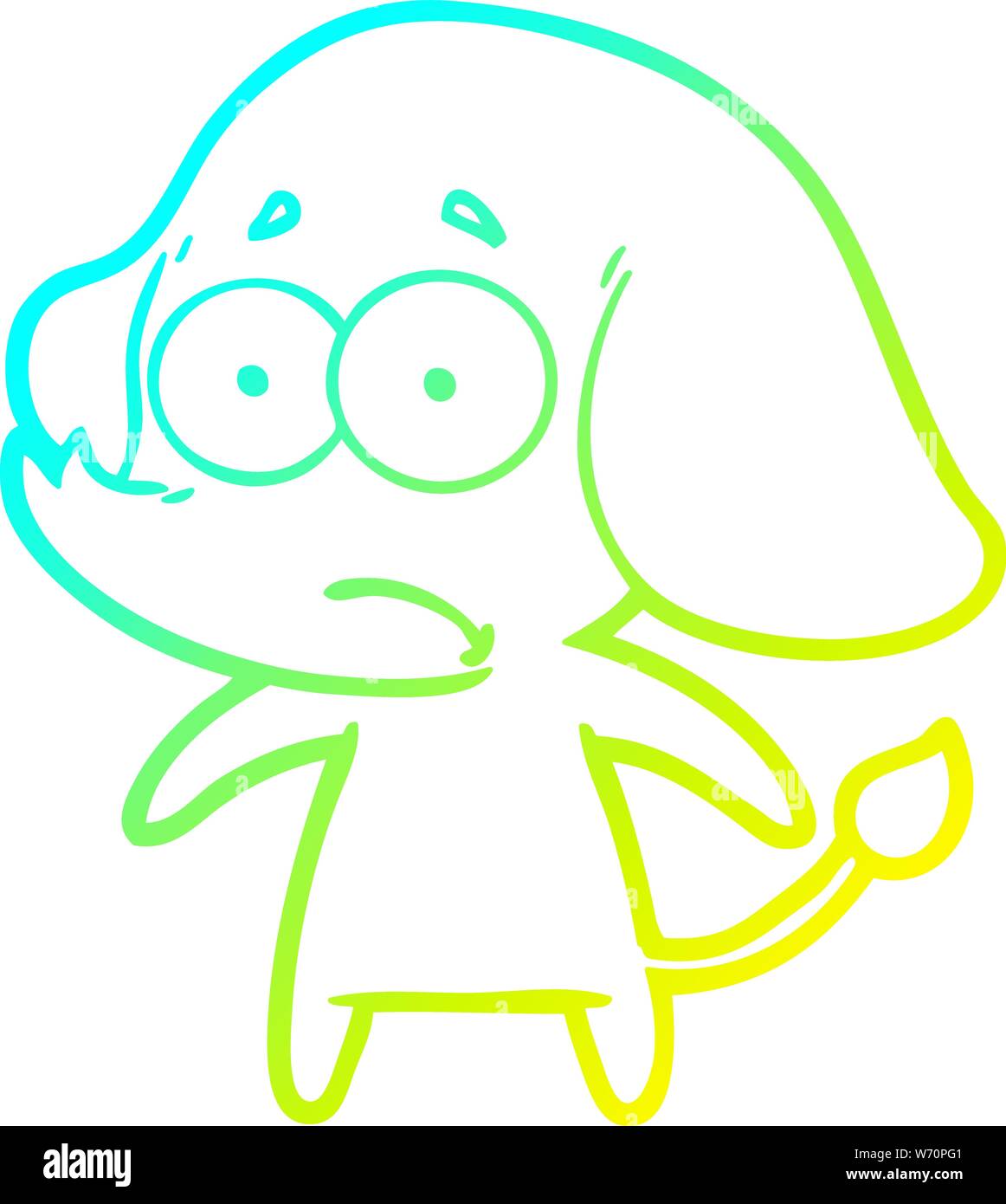 cold gradient line drawing of a cartoon unsure elephant Stock Vector ...