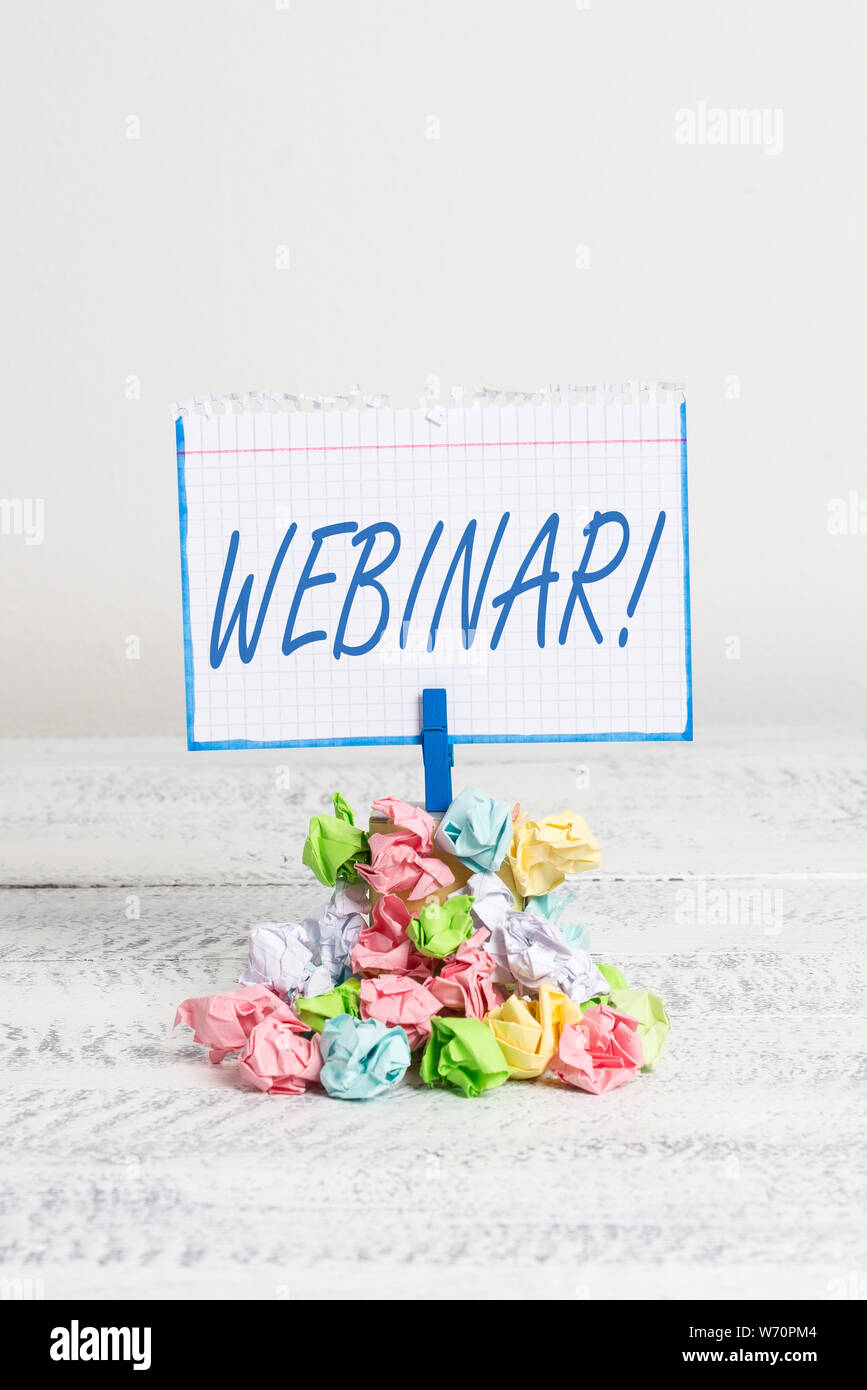 Word writing text Webinar. Business photo showcasing seminar or other ...