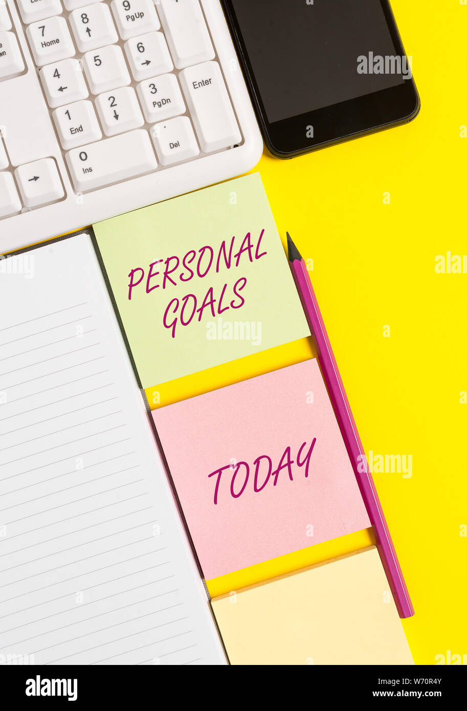 Conceptual hand writing showing Personal Goals. Concept meaning Target ...