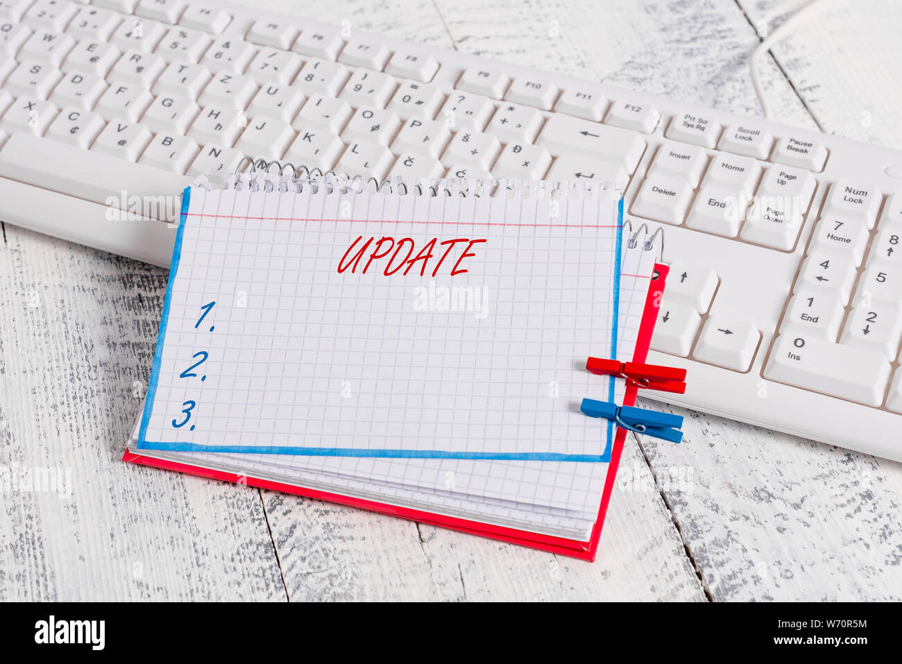 Conceptual hand writing showing UPDATE. Concept meaning make something more modern or up to date ...