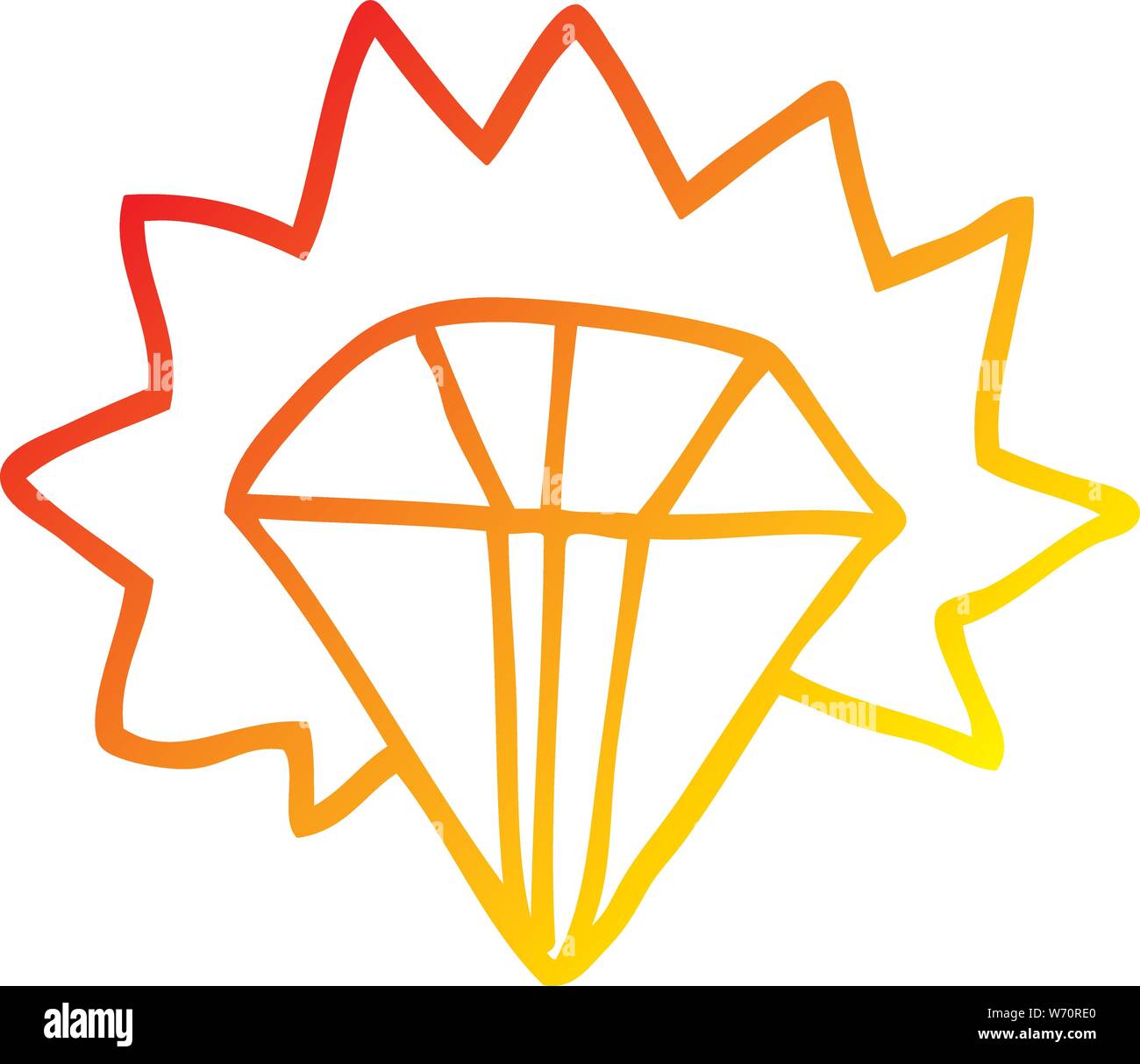 warm gradient line drawing of a cartoon giant ruby Stock Vector Image ...