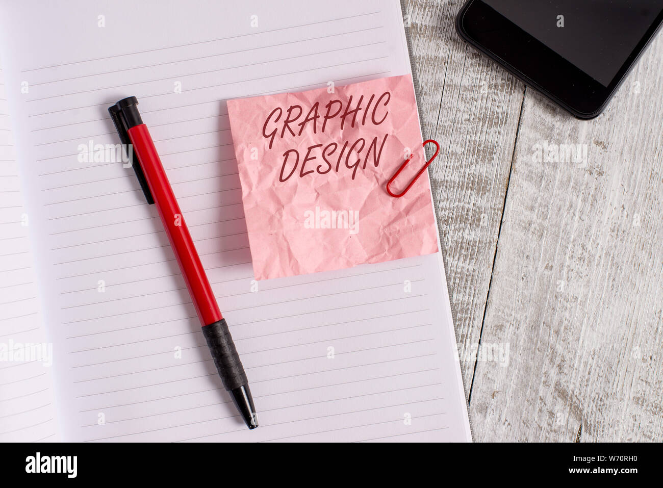 Conceptual hand writing showing Graphic Design. Concept meaning art or skill of combining text ...