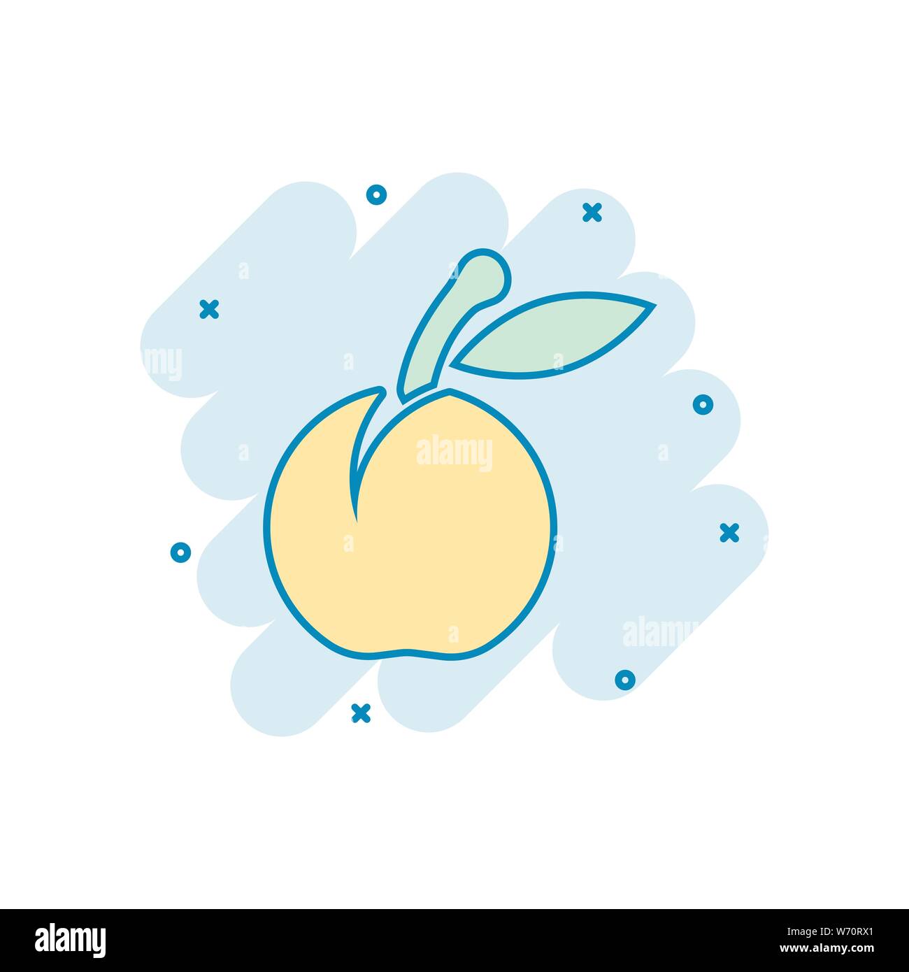 Apricot fruit icon in comic style. Peach dessert vector cartoon ...