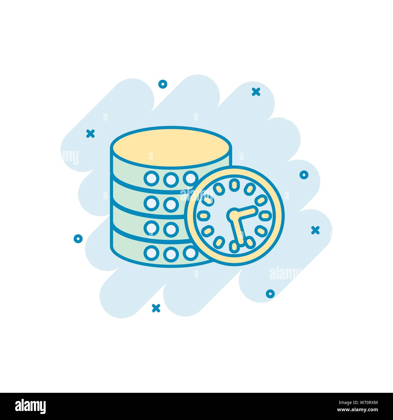 Data center icon in comic style. Clock vector cartoon illustration on ...