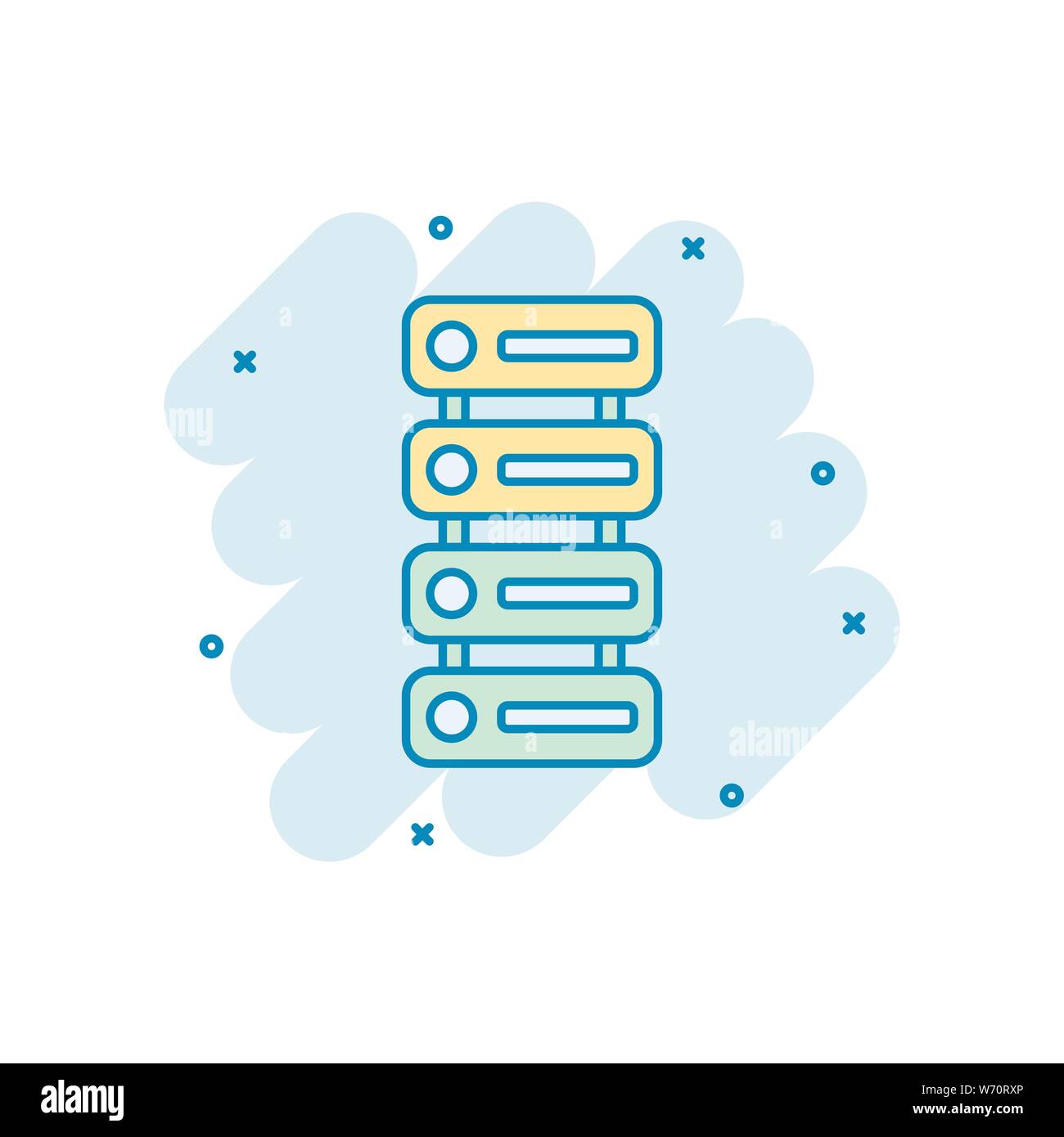 Data center icon in comic style. Server vector cartoon illustration on ...