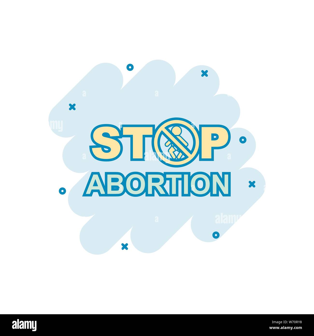 Stop abortion banner icon in comic style. Baby choice vector cartoon ...