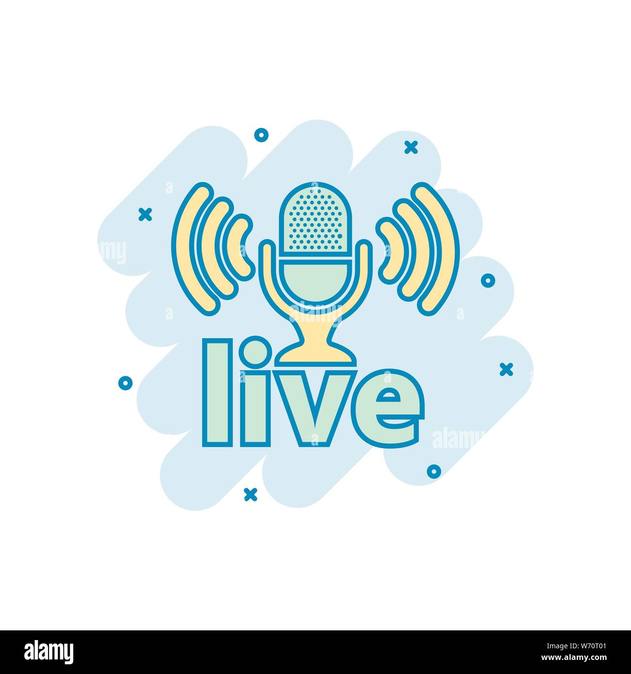 Microphone icon in comic style. Live broadcast vector cartoon ...