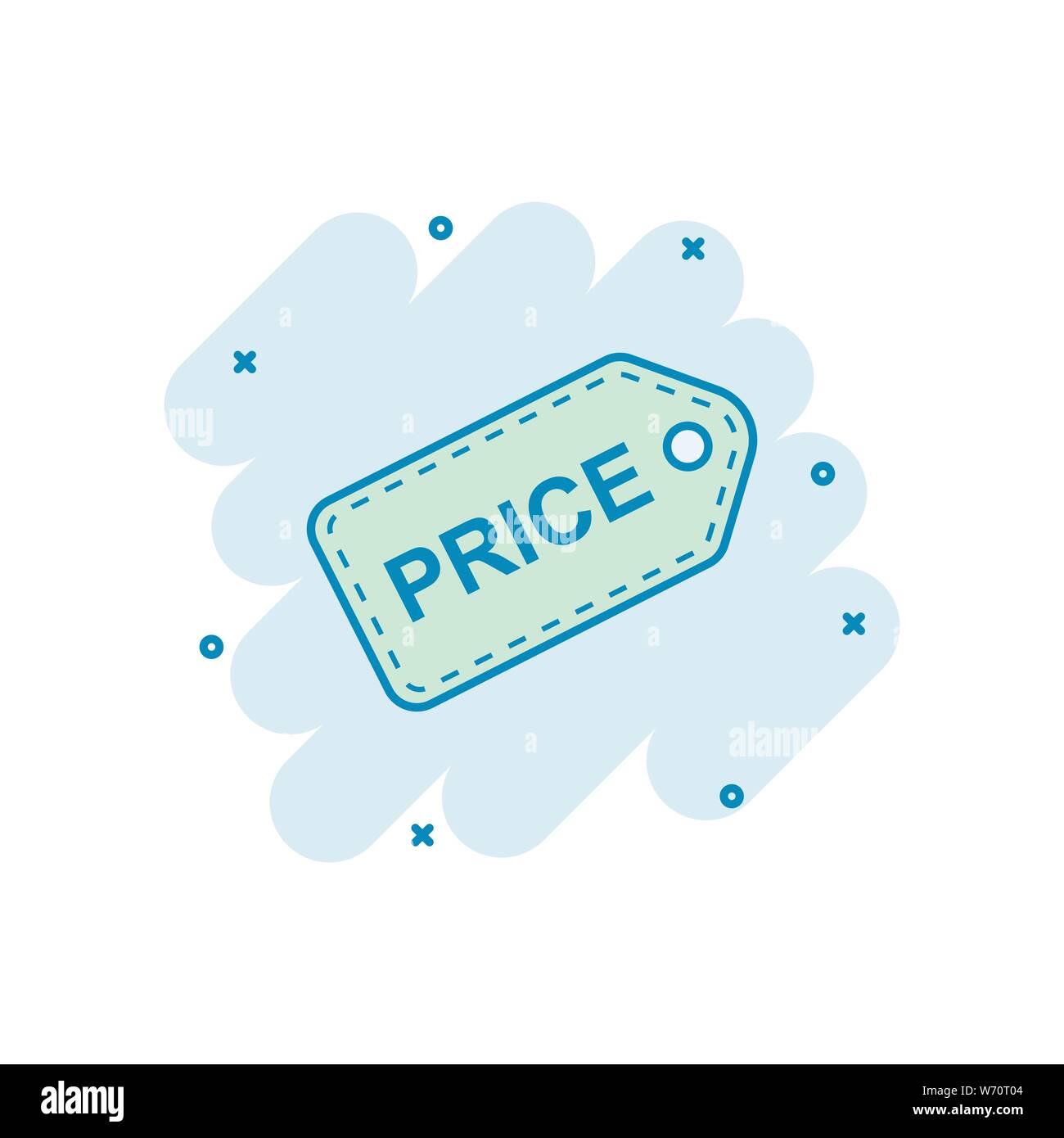 Price coupon icon in comic style. Price tag vector cartoon illustration ...