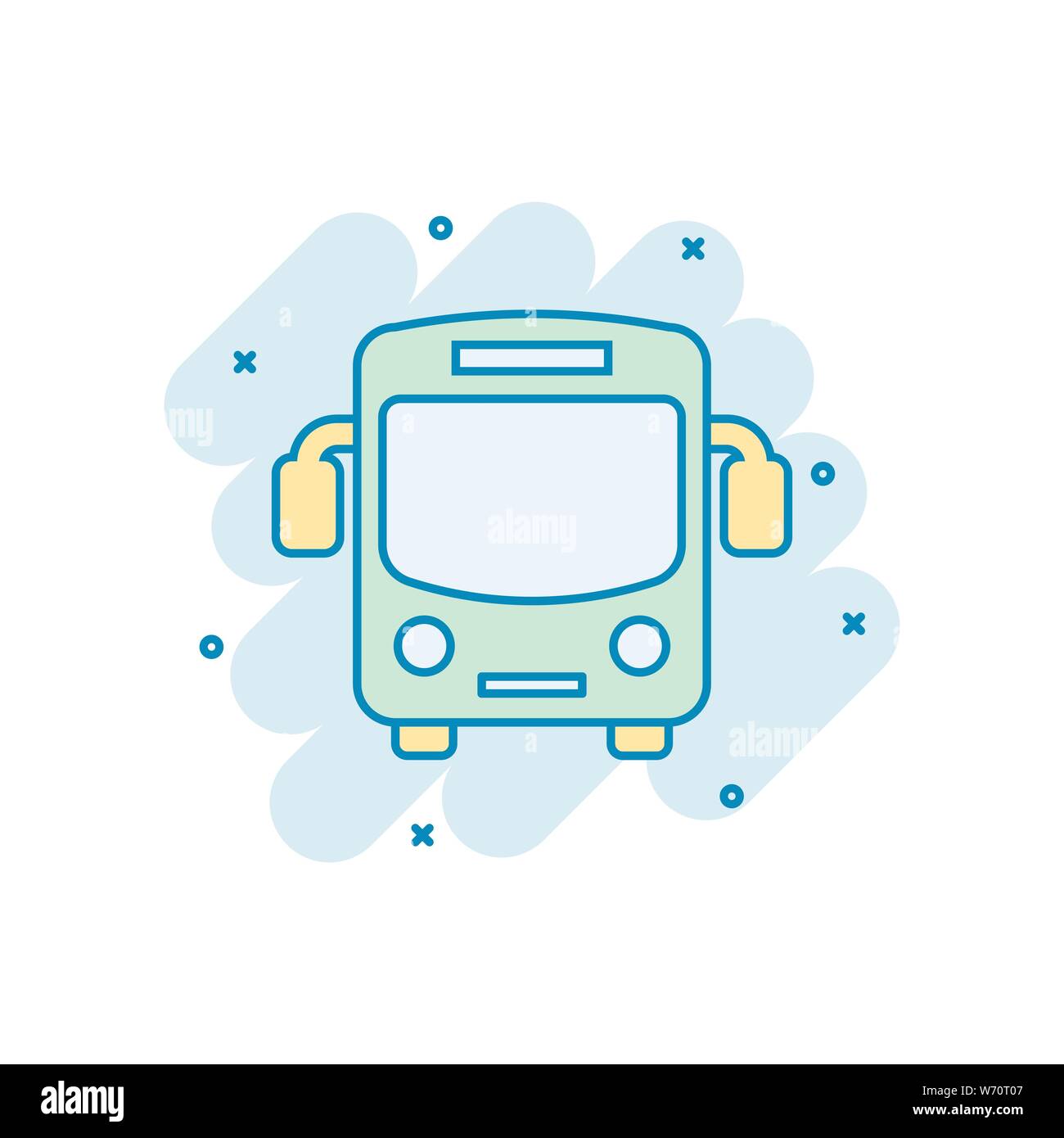 School bus icon in comic style. Autobus vector cartoon illustration on ...